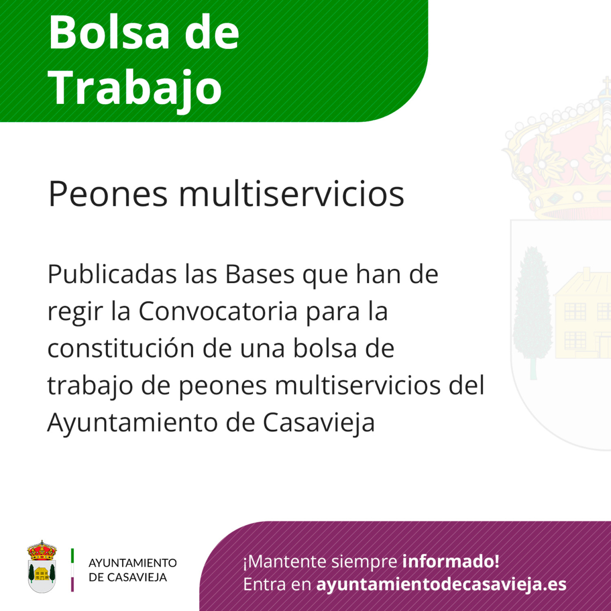 Convocatoria Bolsa de Trabajo - Peones multiservicios - Ayuntamiento de ...